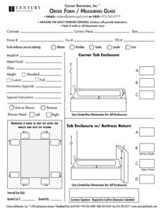 Shower and Tub Door Measuring Guides - Century Bathworks